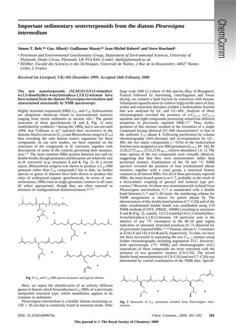 Pdf Important Sedimentary Sesterterpenoids From The Diatom Pleurosigma Intermedium Dokumen Tips