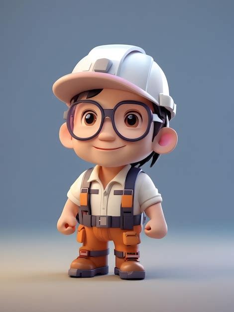 Premium Ai Image Tiny Cute Isometric Engineer Soft Smooth Lighting With Soft Colors 100mm Lens