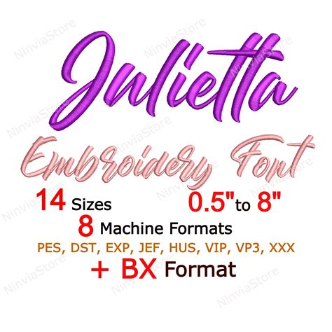 Julietta Script Machine Embroidery Font Alphabet Embroidery Designs