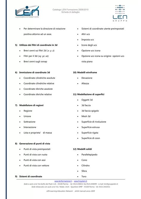 Autodesk Autocad 3d Scheda Corso Len Pdf