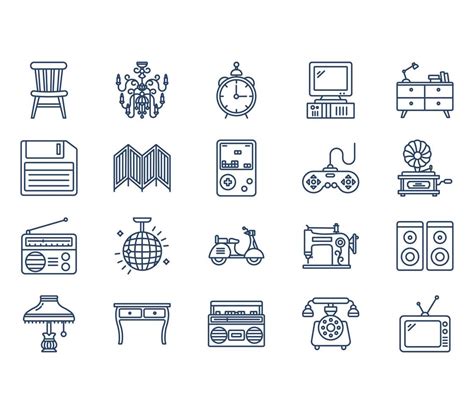 70s And 80s Retro Style Icon Set 12702655 Vector Art At Vecteezy