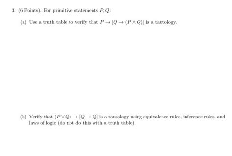 Solved Points For Primitive Statements P Q A Use Chegg