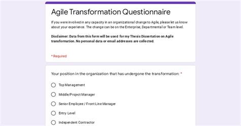 Agile Transformation Questionnaire R Programming