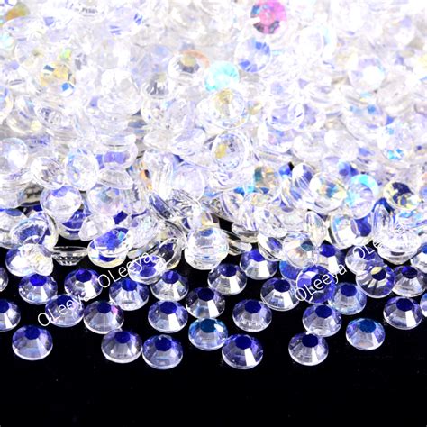 Oleeya Bulk Packing Flatback Rhinestone Clear Strass Resin Crystal Gem Flat Aurora Rhinestones