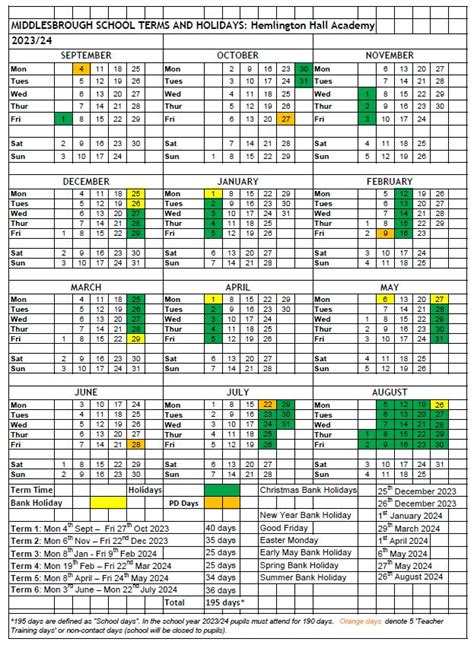 School Term Dates And Holidays Hemlington Hall Academy