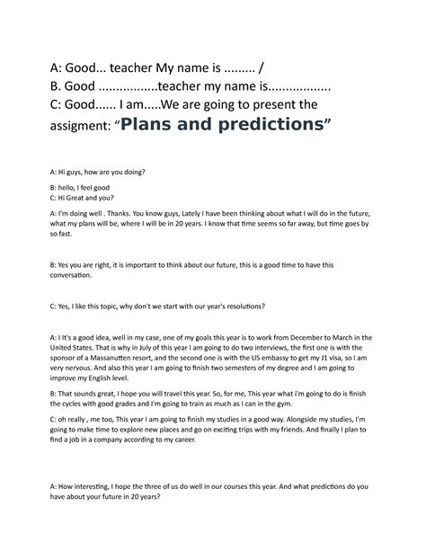 Ac S13 Week 13 Task Assignment Plans And Predictions A Good