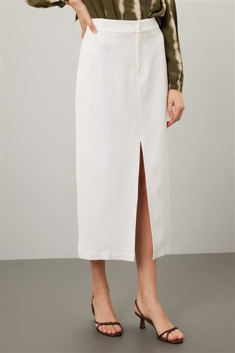 Front Slit Linen Maxi Skirt By Endless Rose Rent The Runway