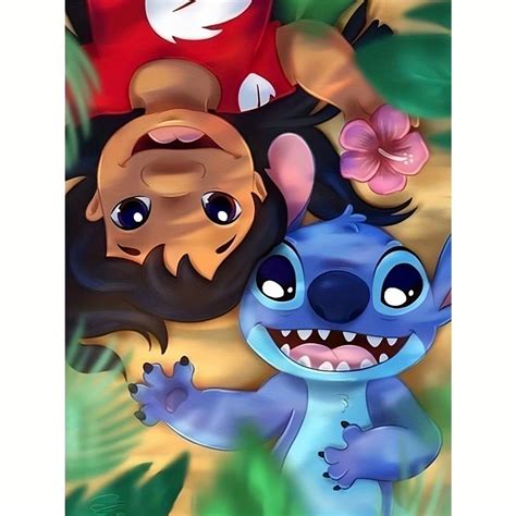 Disney DIY 5D Diamond Painting Lilo And Stitch Looking Up At The Sky