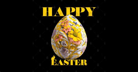 Happy Easter Egg Design With Floral Elements Easter Egg Sticker Teepublic