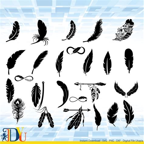 Feather Svg Bundle Feather Svg Boho Svg Feather Clipart Etsy