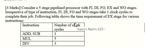 Solved Marks Consider A Stage Pipelined Processor With Chegg