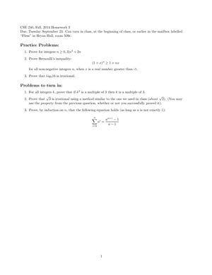 Homework Solutions CSE Fall Homework Due Tuesday September Can