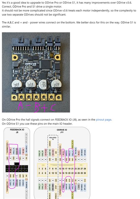 Clarify The Odrive Pro Pinouts Hoverboard Motors Odrive Community