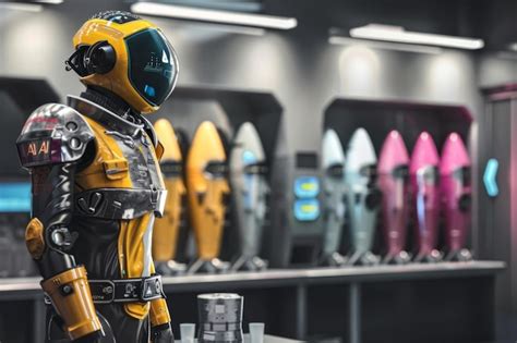 Futuristic Humanoid Robots In A Hightech Showroom Representing Advanced Robotics And Innovation