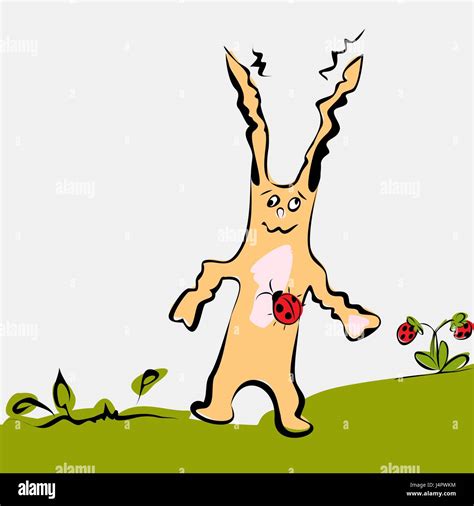 Cartoon Cute Rabbit On Grass Stock Vector Image And Art Alamy