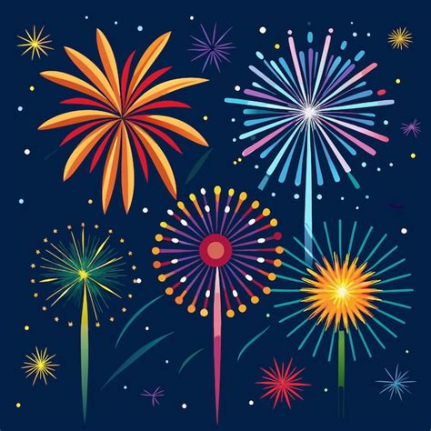Colorful Fireworks Exploding In Night Sky Celebration Premium Ai
