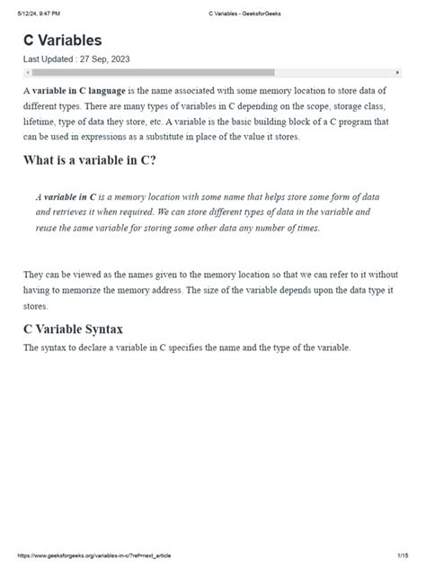 C Variables Pdf Scope Computer Science Variable Computer Science