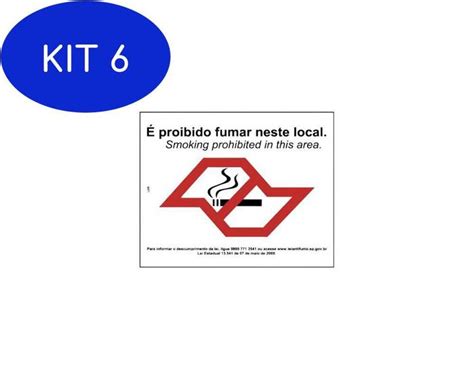 Kit 6 Placa Sinalização Pvc 20X25Cm É Proibido Fumar Neste Look