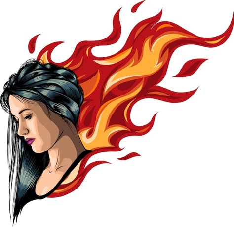 Chica Caliente En Vector De Llama Vector Premium