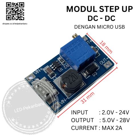 Jual Modul Step Up Mt3608 Dc Dc Booster 2a Converter Dengan Port Micro