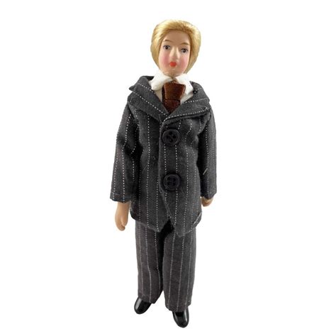 Dolls House Modern Gentleman In Suit With Tie Miniature Porcelain 1 12