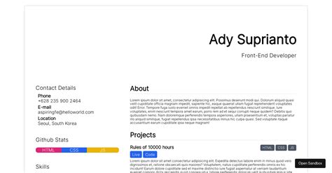 Profile Page Codesandbox