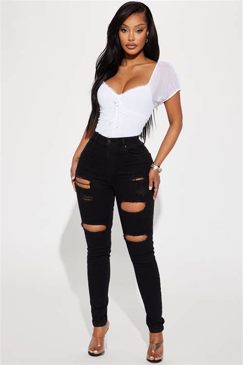 Decker Ripped High Rise Stretch Skinny Jeans Black Fashion Nova