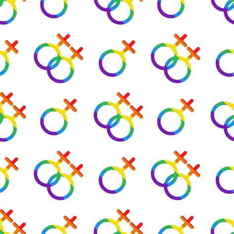 무지개 색상 프라이드 월 Lgbtq 패턴에 Lgbt 여성 기호 금성 표지판 벡터 원활한 패턴 프리미엄 벡터
