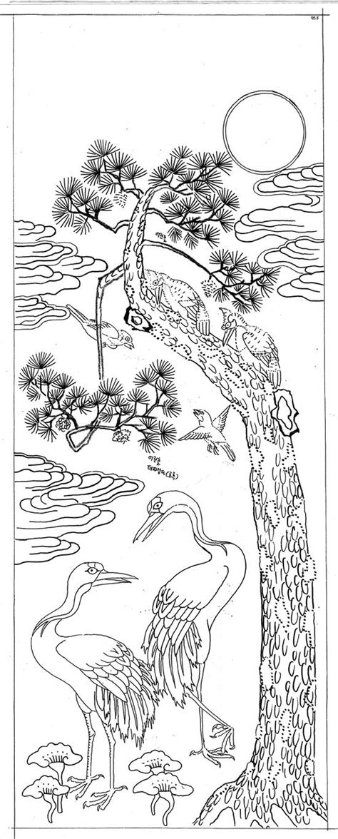 패턴에 있는 계선 노님의 핀 동양화 한국화 색칠책