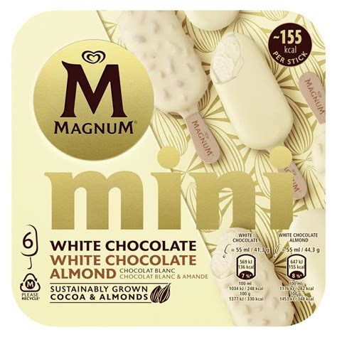 Magnum Mini 6 Mini bâtonnets Chocolat blanc chocolat blanc amande
