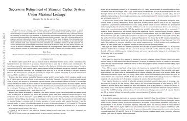 Successive Refinement Of Shannon Cipher System Under Maximal Leakage