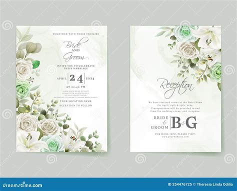 Elegant Floral Wedding Invitation Card Stock Vector Illustration Of