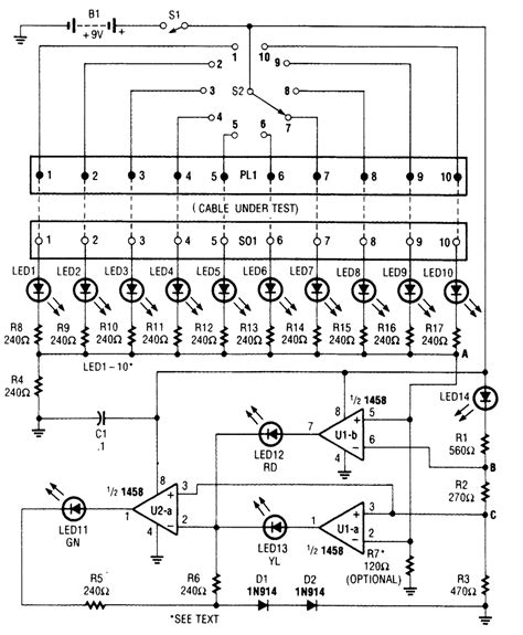 CABLE TESTER Measuring And Test Circuit Circuit Diagram SeekIC