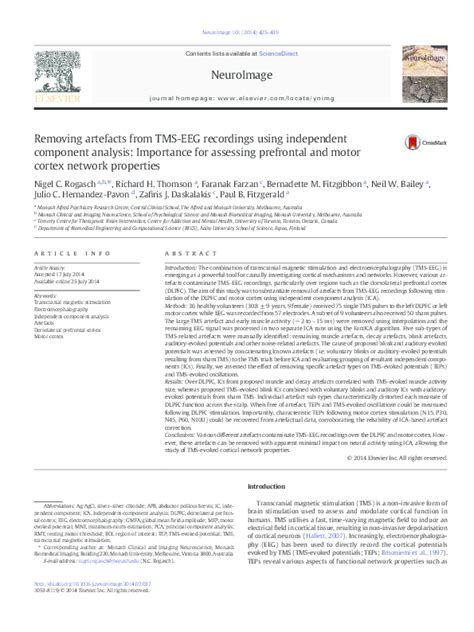 Pdf Removing Artefacts From Tms Eeg Recordings Using Independent Component Analysis