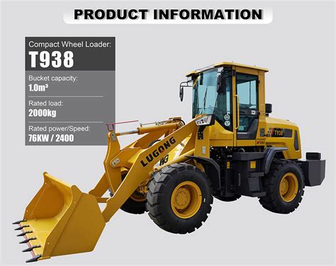 Lugong 2t T938 1m3 Bucket Front End Wheel Loader Shovel Loader With