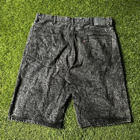 Baggy Black Acid Wash Levis Jorts Size 40 Used In Depop