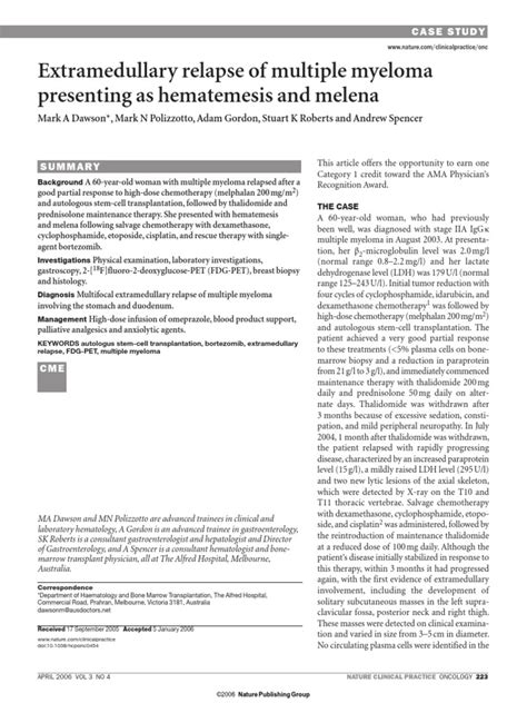 Extramedullary Relapse Of Multiple Myeloma Present Pdf Multiple