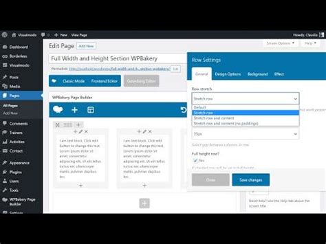 Full Width Or Height WordPress Sections Using WPBakery Plugin Tutorial