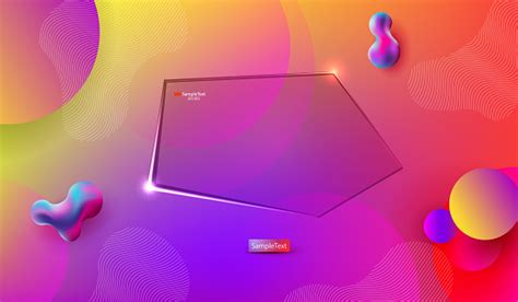 무작위로 그려진 타원형 기하학적 모양과 다각형 투명 프레임으로 추상적인 여러 가지 빛깔의 디자인 구도에 대한 스톡 벡터 아트 및 기타 이미지 Istock