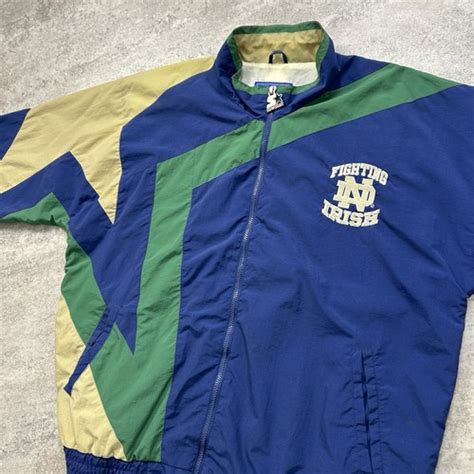 Vtg 90s Ncaa Notre Dame Fighting Irish Starter Windbreaker Jacket Size