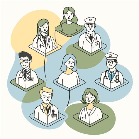 환자와 연결된 의료 전문가 네트워크의 일러스트레이션 프리미엄 Ai 생성 벡터