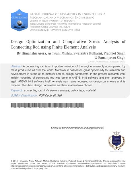 Pdf Design Optimization And Comparative Stress Analysis Of Connecting