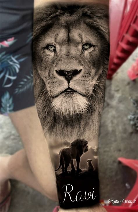 Leao E Filhote Tatuagem Projeto De Tatuagem Leão Tattoo Filhote De