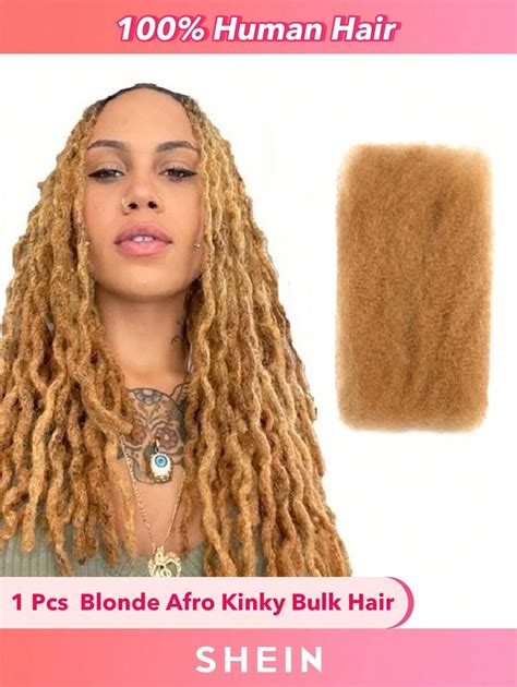 Afro Kinky Bulk Human Hair 1 Pc Highlight Blonde Kinky Curly Bulk