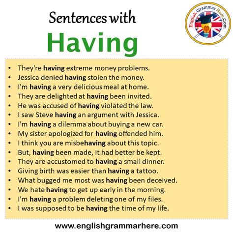 Sentences With Having Having In A Sentence In English Sentences For
