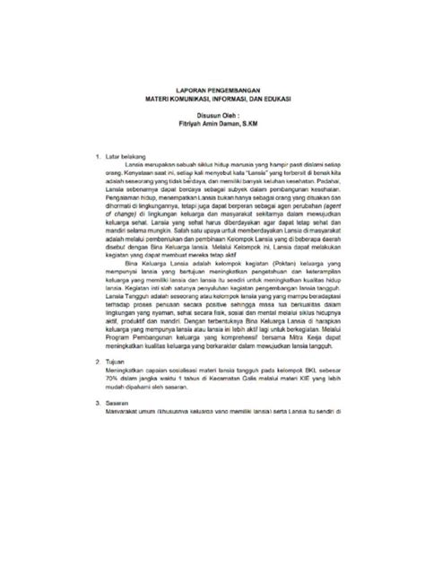 Laporan Pengembangan Materi Komunikasi Pdf