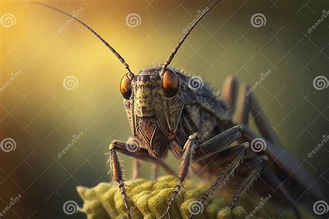 Macro Illustration Of A Hyper Realistic Grasshopper Insect Stock