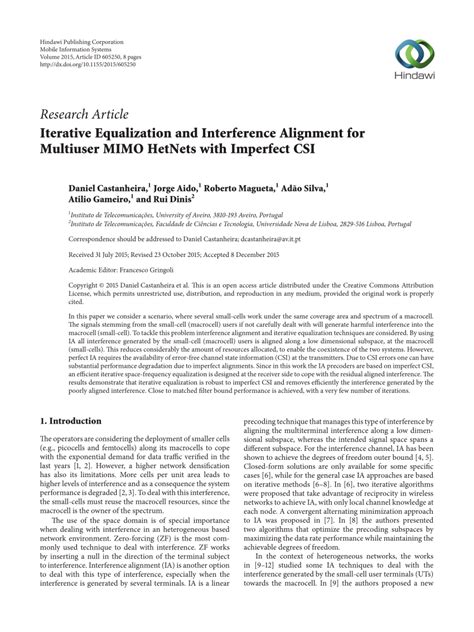 pdf iterative equalization and interference alignment for multiuser mimo hetnets with