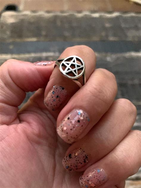 Pentacle Pentagram Circle Satanic Star Biker Ring Boardwalk Vintage