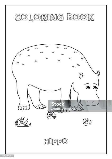 아이 색칠 공부 하마 인쇄 할 준비가 적절한 형식 의 종이 A4 벡터로 만든 흑백 0명에 대한 스톡 벡터 아트 및 기타 이미지